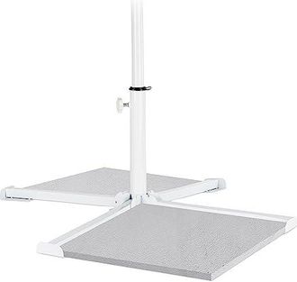 Relaxdays Plattenständer Sonnenschirm, Schirmstangen von 19-34 mm, Kreuzständer klappbar, Einrastfunktion, Stahl, weiß