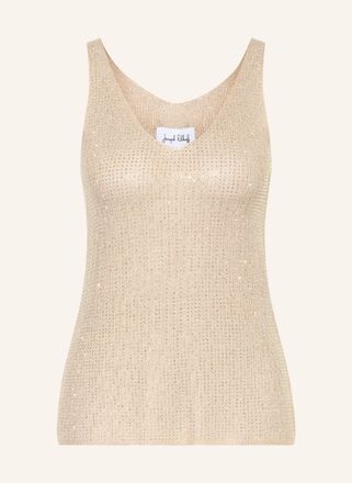 Joseph Ribkoff Stricktop Mit Schmucksteinen Und Glitzergarn beige