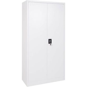 Hhg Aktenschrank 731, Stahlschrank B&uuml;roschrank Schrank, 2 T&uuml;ren abschlie&szlig;bar Metall 185x90x40cm wei&szlig;