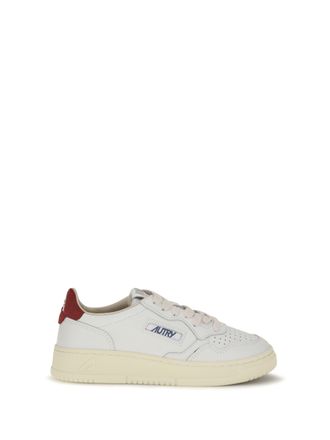 Autry Womens Sneakers Medalist Low Leather White-Deep Claret Trainers White/deep