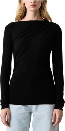 Patrizia Pepe Blouse ajust&eacute;e &agrave; manches longues - Femme - Pulls - Noir - Taille: 40 FR