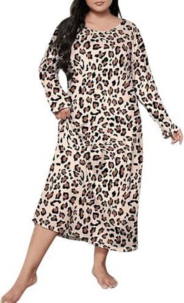 Generic Chemise de nuit &agrave; manches longues pour femme plus &acirc;g&eacute;e - Chemise de nuit grande taille &agrave; manches longues pour femme = v&ecirc;tements de loisirs pour femmes