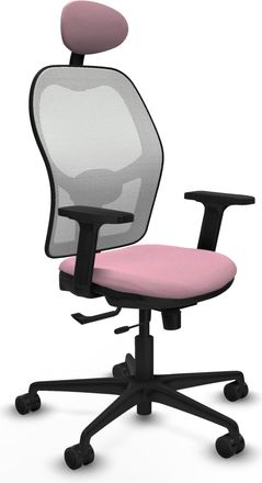 Piqueras y Crespo Jorquera Schreibtischstuhl wei&szlig; und rosa mit 2D-Armen, h&ouml;henverstellbarer Lendenwirbelst&uuml;tze und festem Kopfteil, ausgestattet mit Syncro/Traslack und