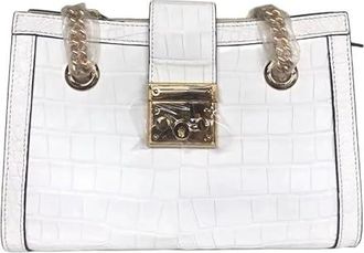 Generic Sac cabas pour femme en cuir de ventre de crocodile, sac &agrave; bandouli&egrave;re &agrave; cha&icirc;ne, sac &agrave; rabat en cuir dalligator v&eacute;ritable, sac bandouli&egrave;re simple