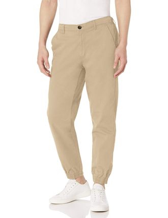 Amazon Essentials Herren Chino-Jogginghose Mit Geradem Schnitt, Khakibraun, M