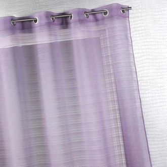 HOME MAISON Homemaison - Vorhang, Fantasie, feine Streifen, 100% Polyester, Blickdicht und dekorativ, f&uuml;r Wohnzimmer, Schlafzimmer, &Oslash; 4 cm, runde &Ouml;sen, silberfarb