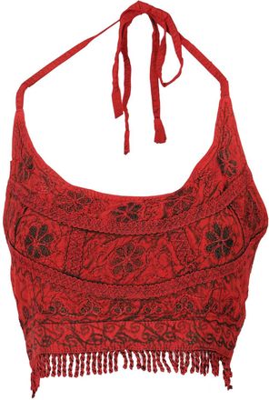 Guru Shop Goa Top, Psytrance Bandeau Top - Rot, Damen, Synthetisch