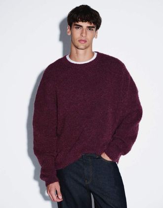 Weekday Pullover aus Wollmix in burgunderrot meliert