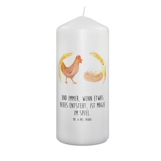 Mr. & Mrs. Panda Kerze Mit Spruch Huhn Stolz 19 x 8 cm - Geschenk, Magie, Geburt, Bauernhof, Hochzeitskerze, Weihnachtskerze, Henne, Erinnerungskerze, Hof, Eier, Stump