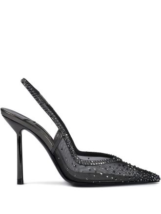 Le Silla escarpins ornés de cristaux à bride arrière Nicole 100 mm - Gris