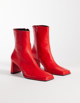 Asos Romeo bottines &agrave; talons &agrave; bout carr&eacute; rouges