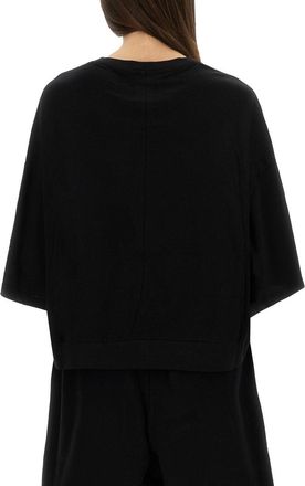 Rick Owens Cropped Cotton T-Shirt - Black