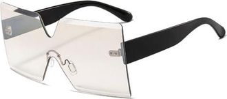 Generic Lunettes de soleil une pièce sans monture 2026 pour femme - Lunettes de soleil surdimensionnées UV400 tendance - Nuances UV400 - Noir, argenté clair