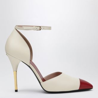 Valentino Garavani Butter White/Rote Sinead Pumps aus Ziegenleder