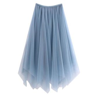 Generic Jupe longue irr&eacute;guli&egrave;re pour femme Jupe trap&egrave;ze, bleu clair, Taille unique
