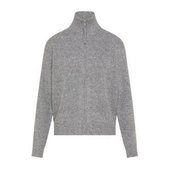 Seventy Strickjacke Mit Rei&szlig;verschluss - - Knitwear - Damen - Grau - L