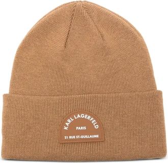 Karl Lagerfeld bonnet &agrave; logo appliqu&eacute; - Marron