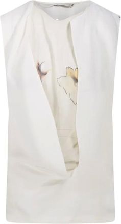 Sportmax Femme, Tops, Blanc, Taille: 38 FR Spscalle 344 Draped Floral Top
