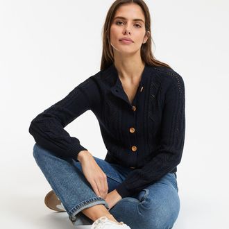 La Redoute Collections Cardigan En Maille Pointelle Pur Coton