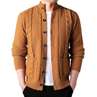 Generic Gilet Homme - Cardigan d&eacute;contract&eacute; pour Homme en Tricot l&eacute;ger - Veste Ouverte &eacute;l&eacute;gante pour fra&icirc;ches Confort Quotidien et Style Urbain