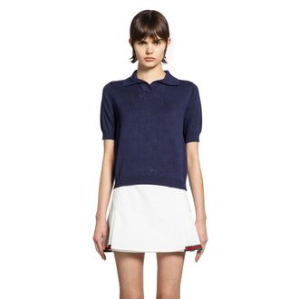 Gucci GG Pointelle Cotton Silk Polo Shirt