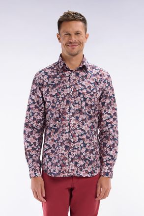 Eden Park Chemise En Popeline De Coton &Agrave; Imprim&eacute; Floral Bordeaux Coupe Droite
