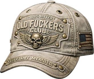 Generic Old Fuckers Club Casquette de baseball vintage, chapeau r&eacute;glable vieilli 100 % Bitter Lifetime Member brod&eacute;, unisexe, chapeau r&eacute;tro cadeau pour homme 