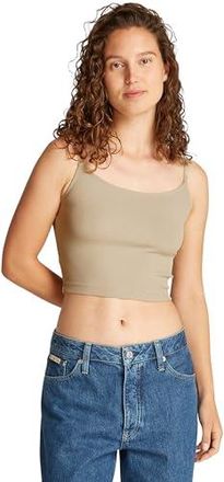 Calvin Klein Débardeur Femme Elastic Strappy Top avec Bretelles Emblématiques, Beige (White Pepper), M