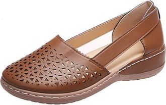 Generic Sandales &agrave; bout ferm&eacute; pour femme - Espadrilles en maille ajour&eacute;e et respirante - Sandales de marche compens&eacute;es &agrave; t&ecirc;te ronde - Coupe large - Sandales p