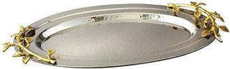 Elegance Eleganz Golden Vine, Edelstahl Tablett oval, 16,5, 25,4 cm, Silber/Gold