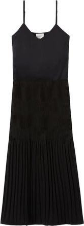 Claudie Pierlot robe mi-longue à empiècement plissé - Noir