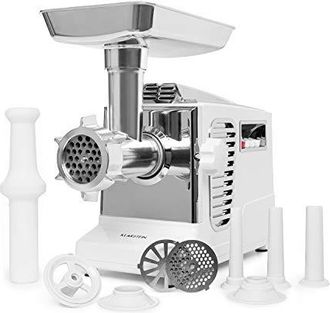 Klarstein Klarstein Kraftprotz - Hachoir à viande électrique, 700 watts, 2 vitesses, Marche arrière, Couteau en inox, Grand bol en aluminium, 3 disques perforés