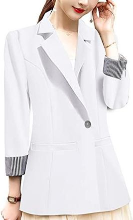 Generic Vestes pour femmes 2026 Manteau daffaires &agrave; manches longues Slim Revers, blanc, M