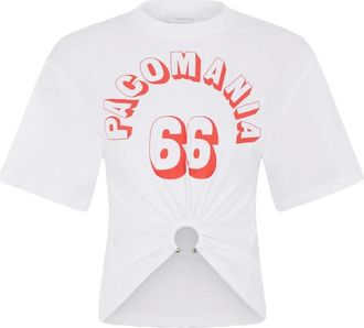 Paco Rabanne Femme, Tops, Blanc, Taille: 36 FR T-shirt imprim&eacute; &agrave; manches courtes