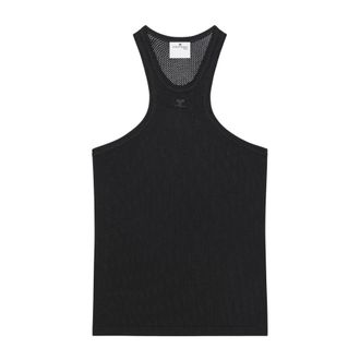 Courrèges Homme, Tops, Noir, Taille: S Débardeur col rond dos nageur