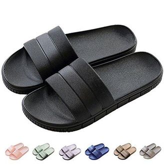 Harrms Chaussons Sandales Pantoufles d&eacute;t&eacute; antid&eacute;rapantes Hommes & Femme Salle de bain Couples Chaussures de plage d&eacute;contract&eacute;es, Noir, EU 36/37 (240mm)