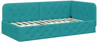vidaXL Eckbettgestell T&uuml;rkis 90 x 200 cm Samt vidaXL
