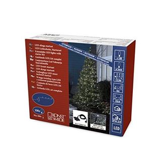 Konstsmide Micro LED kompakt System Basis-Set: Lichterkette, Transformator und Verteiler für 4 Ketten, 100 kalt weiße Dioden, 31V Elektronischer Außentrafo (IP44