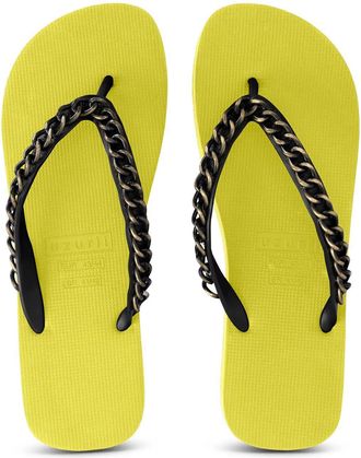 UZURII Slipper & Pantoletten - Zehentrenner Gold Large - Gr. 37_38 - in Gr&uuml;n - f&uuml;r Damen