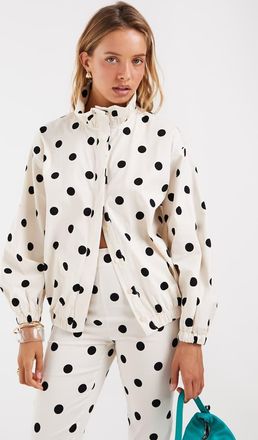 Asos Trainingsshirt mit Polka Dots, R&uuml;schen und Trichterkragen, Kombiteil-Mehrfarbig