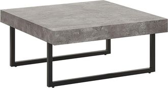 Beliani Couchtisch in Betonoptik/Schwarze Beine MDF-Platte/Eisen 75 x 75 cm Deluz