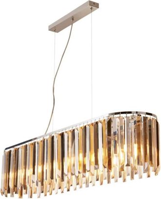 Searchlight Clarissa - Suspension de plafond &agrave; 8 barres lumineuses, chrome, gouttes de prisme en cristal, E14 - Searchlight