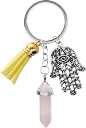 Generic Llavero con piedras preciosas - Nuevo llavero con borla de palma de Fátima con columna hexagonal, llavero para pierna de pantalón | Llavero de coche, 