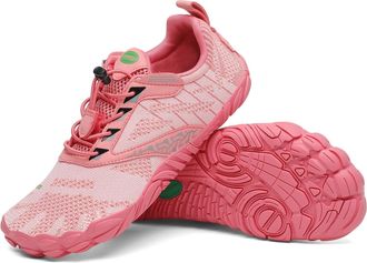 Saguaro Barfußschuhe Herren Damen Fitnessschuhe mit Zehen Sohle Bequem Atmungsaktiv Sport Traillaufschuhe rutschfest Leight Laufschuhe Outdoor Hellrosa 39 EU