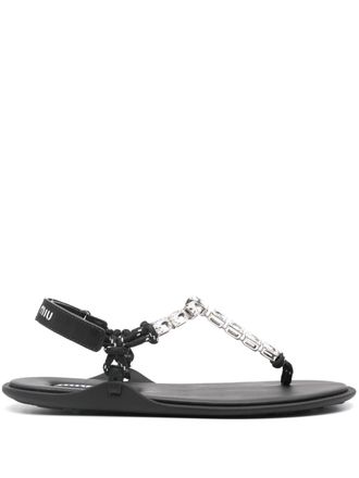 Miu Miu Sandalen mit Kristallen - Schwarz