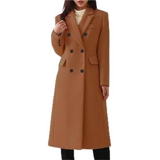 Generic Manteaux en laine pour femme long &agrave; double boutonnage, trench-coat &agrave; double boutonnage pour lautomne et lhiver avec poches, camel, 3XL