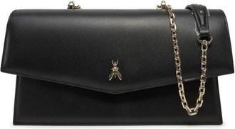 Patrizia Pepe Femme, Sacs, Noir, Taille: ONE Size Sac bandouli&egrave;re en cuir avec mouche en m&eacute;tal