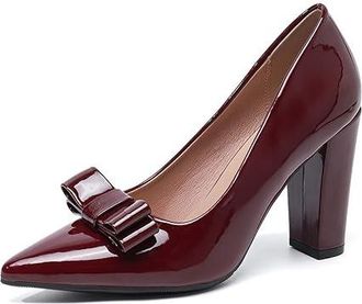 Generic Escarpins &agrave; bout pointu pour femme - Couleur unie - Style d&eacute;contract&eacute; et polyvalent - Pour f&ecirc;te de bureau, rouge vin, 40.5 EU