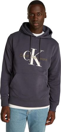 Calvin Klein Herren Hoodie Seasonal Monologo Regular aus Baumwolle, Grau (Ebony), 5XL