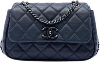 Chanel Sac bandouli&egrave;re Pre-owned Frame in Chain - Femme - Pre-owned - Bleu - Taille: ONE Size